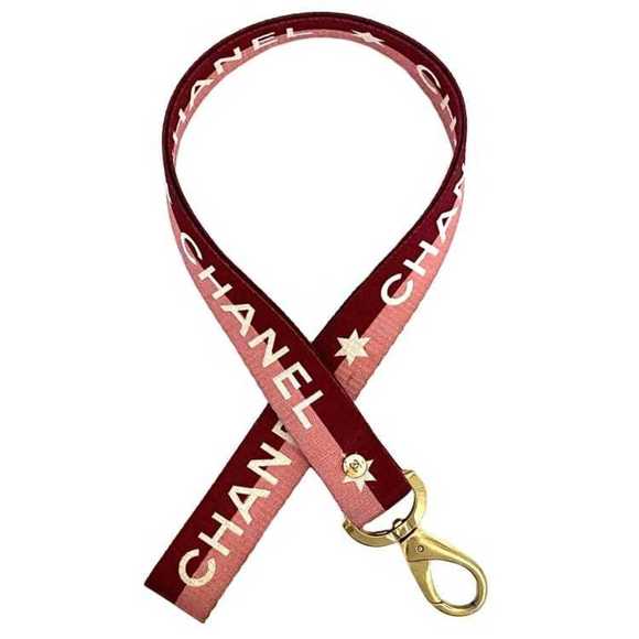 CHANEL | Other | Chanel Neck Strap Red Pink Gold Nylon Gp Star Hanging ...